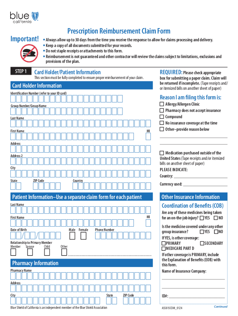 Fillable Online Medicare Part D - Prescription Claim Form Fax Email ...