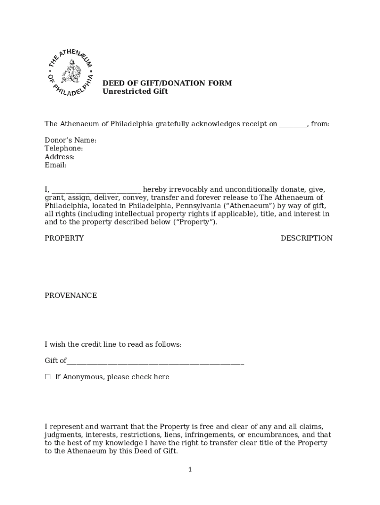 1 DEED OF GIFT/DONATION Doc Template | pdfFiller