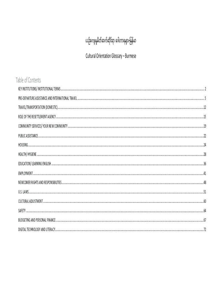 Fillable Online COR Center - Cultural Orientation Resource (COR) Center ...