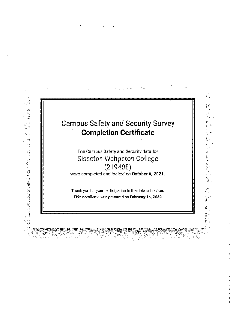 Fillable Online Campus Safety and Security Completion Certificate Fax ...