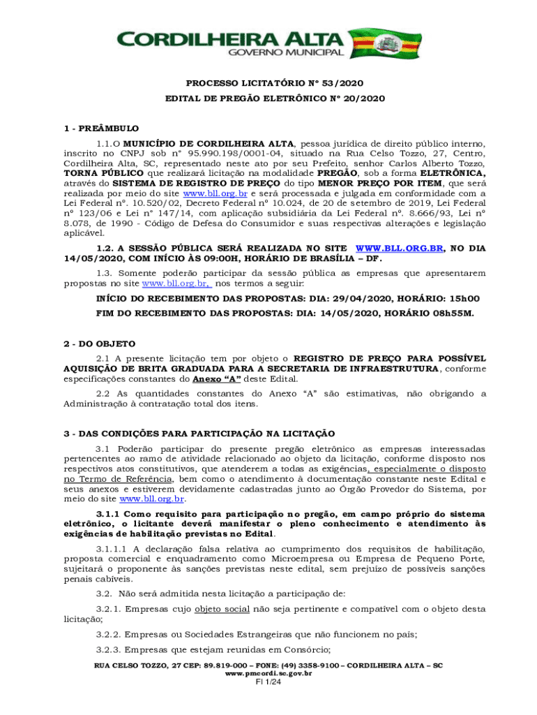Preenchível Online https://bnc.org.br Edital e seus Anexos. O procedimento ... Fax Email ...
