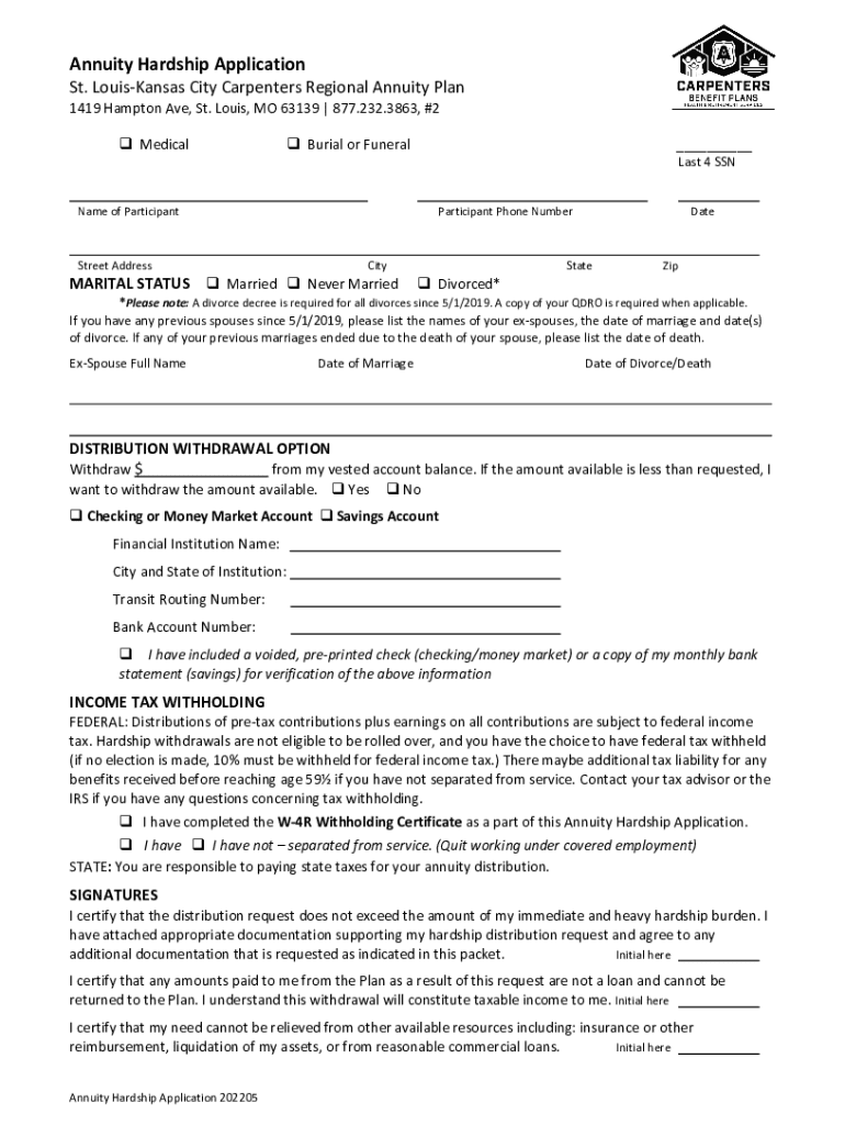 Fillable Online Louis-Kansas City Carpenters Regional Annuity Plan Fax ...