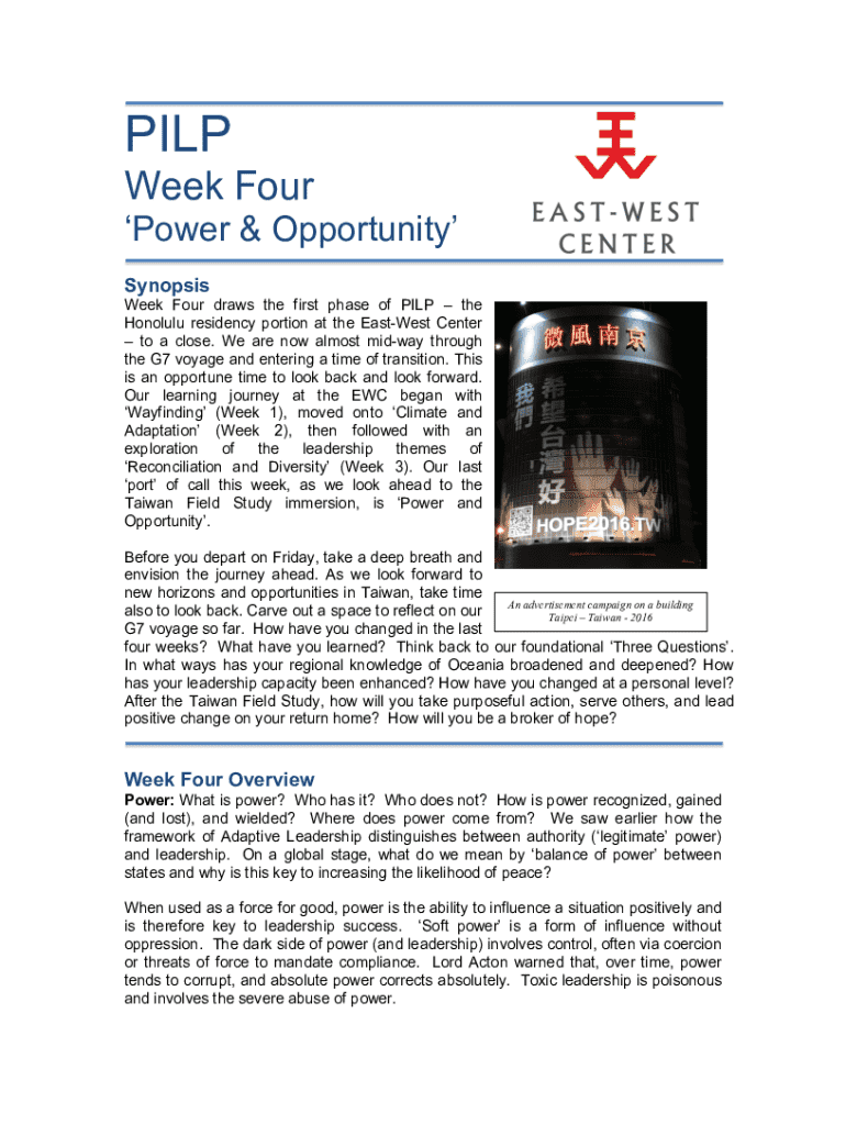 Fillable Online PILP G7 Week 4 Template, Power & Opportunity Fax Email ...