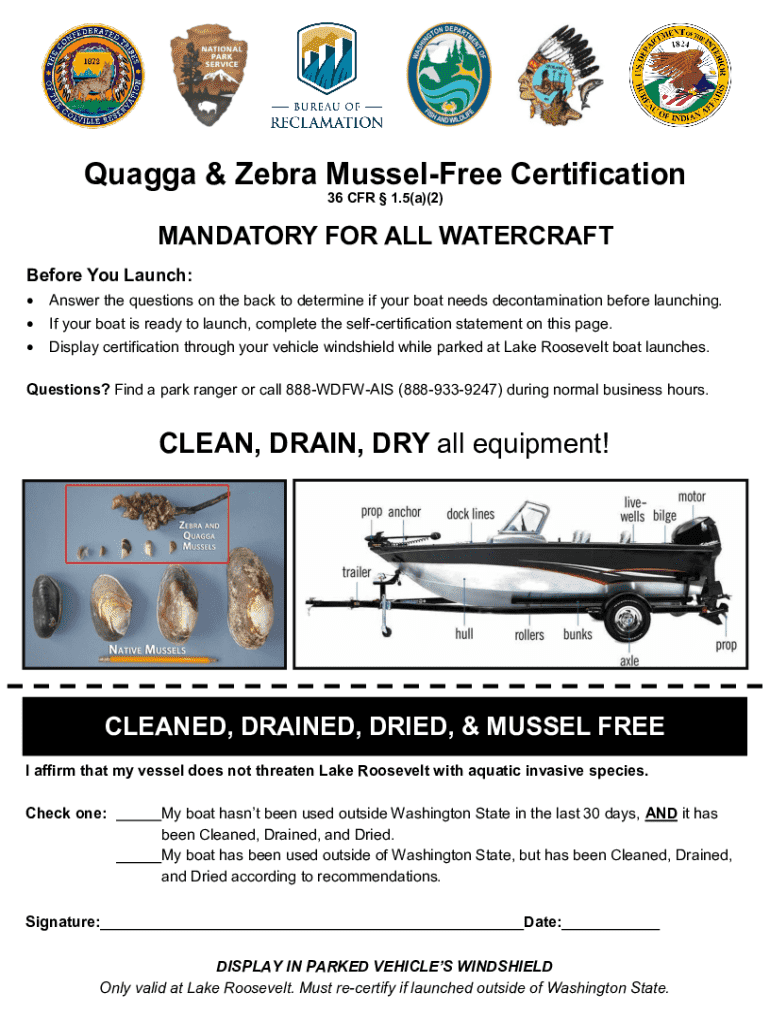 Fillable Online Quagga & Zebra Mussel Self-Inspection Permit Fax Email ...