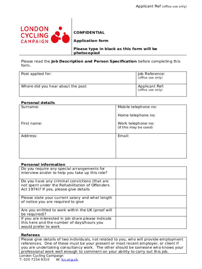LCC job application Doc Template | pdfFiller