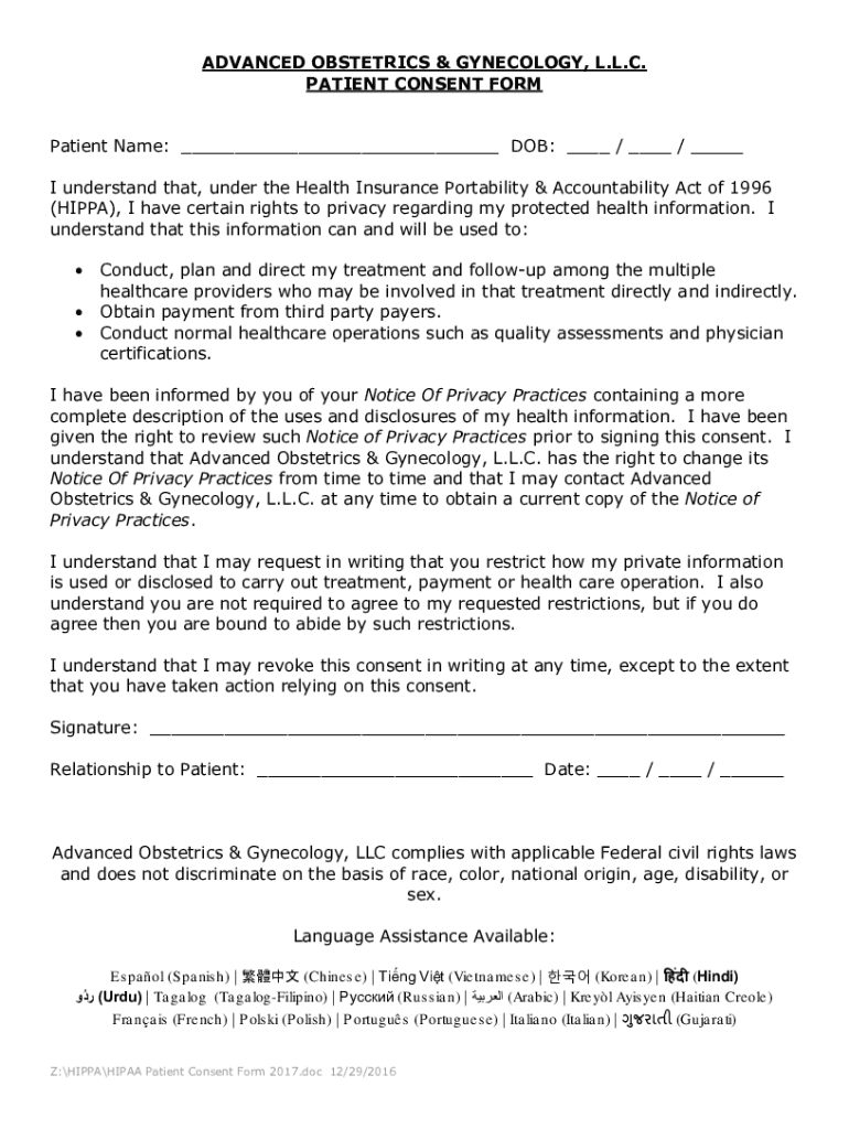 Fillable Online ADVANCED OBSTETRICS & GYNECOLOGY, L Fax Email Print ...