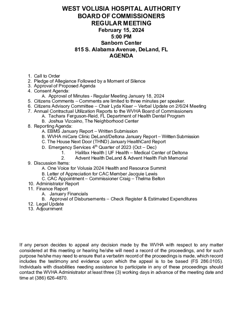 Fillable Online WEST VOLUSIA HOSPITAL AUTHORITY Fax Email Print - pdfFiller