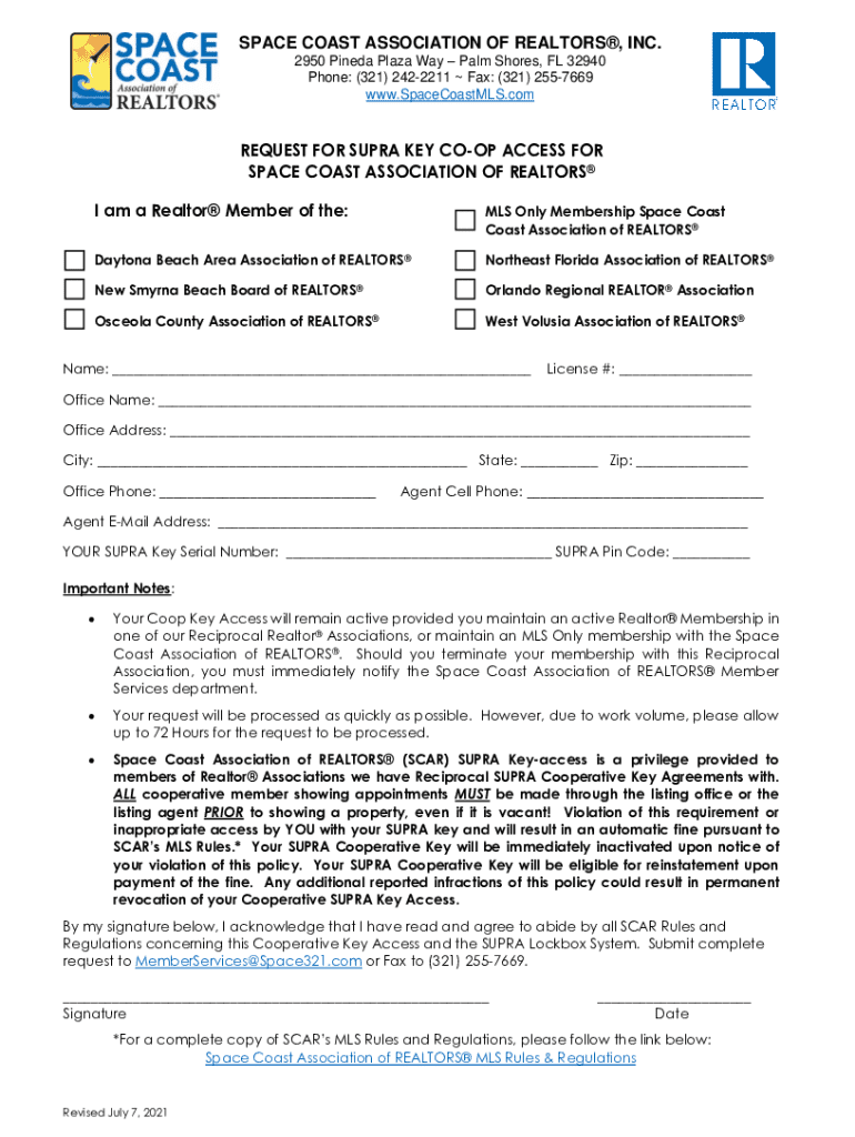 Fillable Online Space Coast Supra Request Fax Email Print - pdfFiller