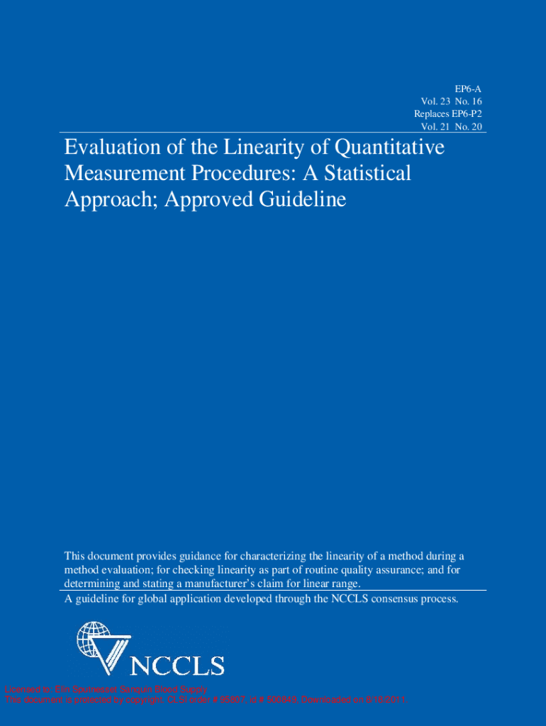 Fillable Online EP06-A: Evaluation of the Linearity of Quantitative ...