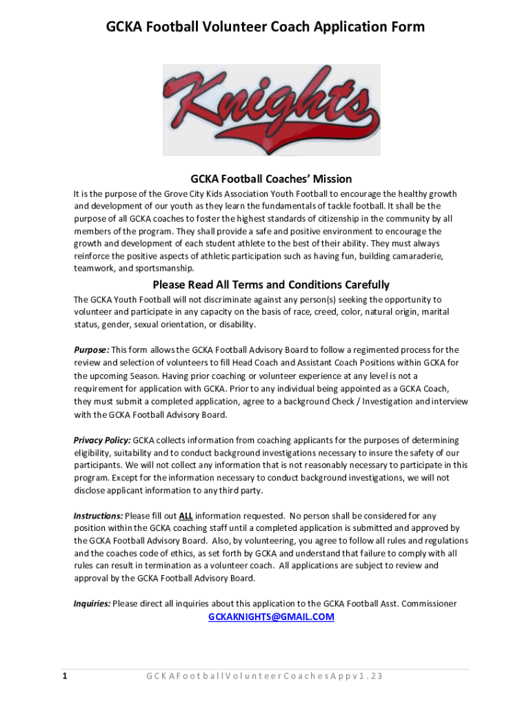 Fillable Online Football FAQ\'s - Grove City Kids Association Fax Email ...