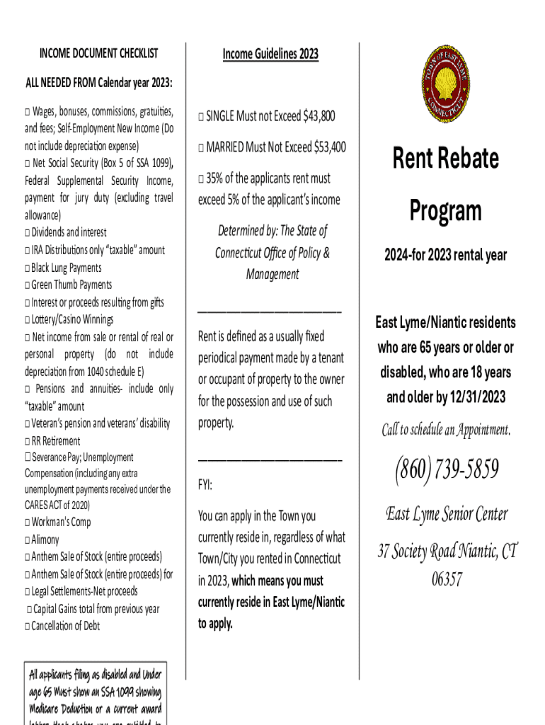 Fillable Online Rent Rebate Program (860) 739-5859 Fax Email Print ...