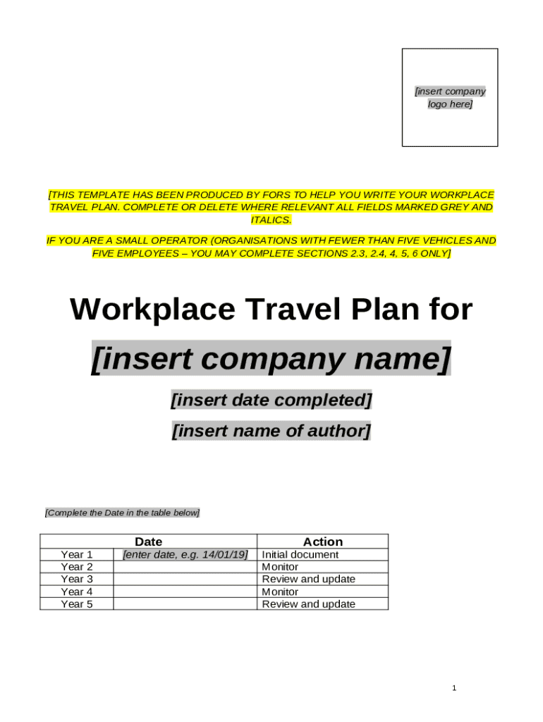 Workplace Travel Plan A Guide for Implementers Doc Template | pdfFiller