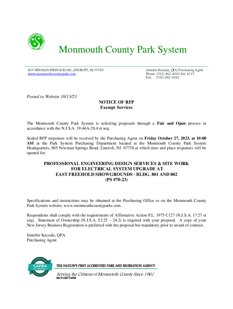 Fillable Online 2023 Rfp for Engineering Services & Electrical Upgrade ...