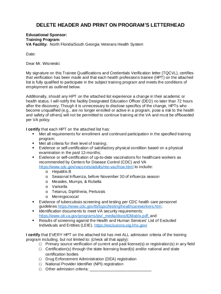 Trainee Qualifications and Credentials Verification Letter ( ... Doc ...