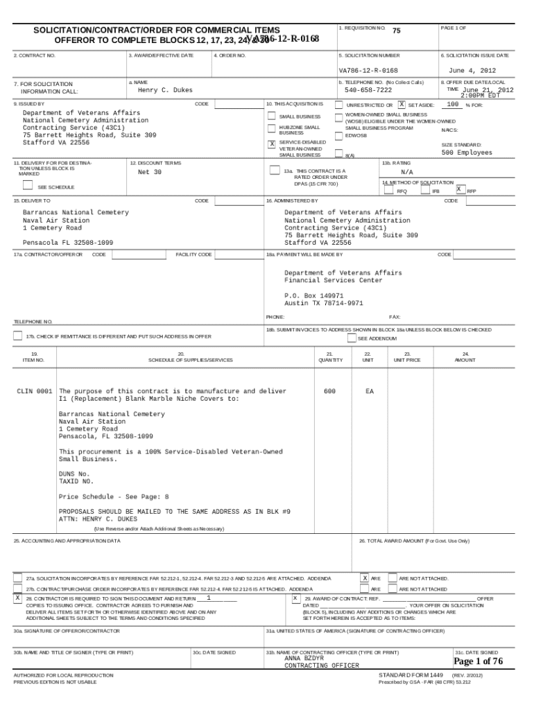 Continuation To SF-1449, Solicitation Number 191Z1018Q00 Doc Template ...