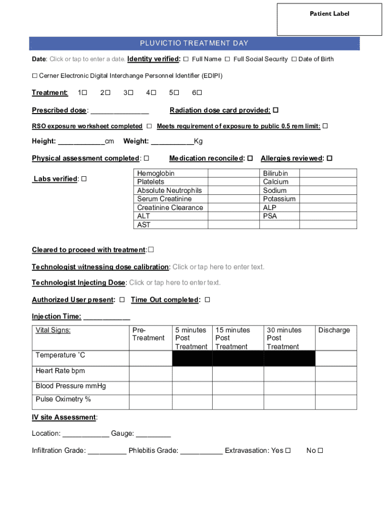 Fillable Online Pluvictio Treatment Day Patient Label Form 2023 Fax Email Print - pdfFiller