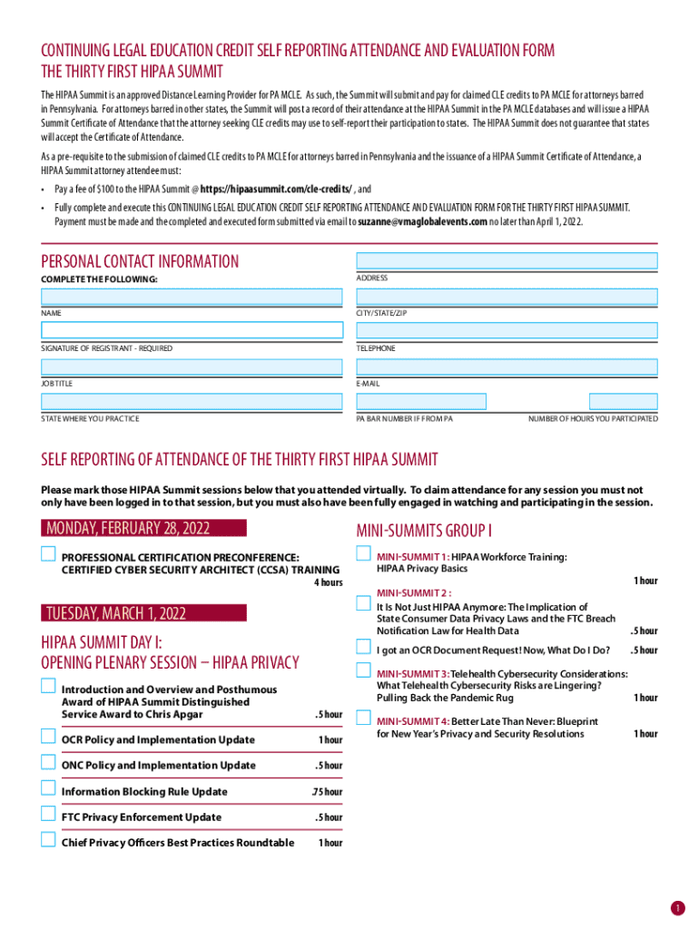 Fillable Online CONTINUING LEGAL EDUCATION CREDIT SELF REPORTING ...