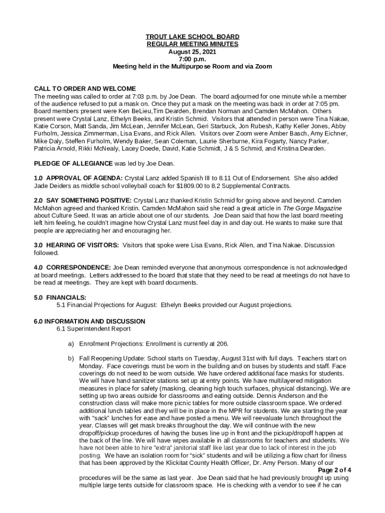 Board members present were Ken BeLieu,Tim Dearden, Brendan Norman and ...