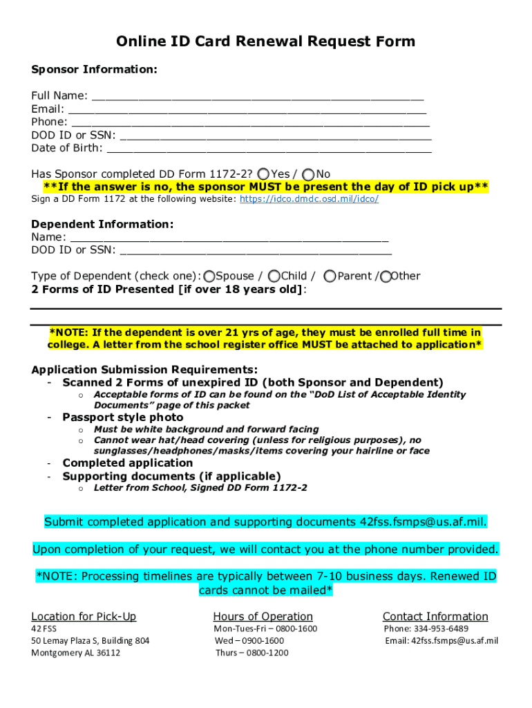 Fillable Online Online Uniformed Service Identification Card Renewal ...