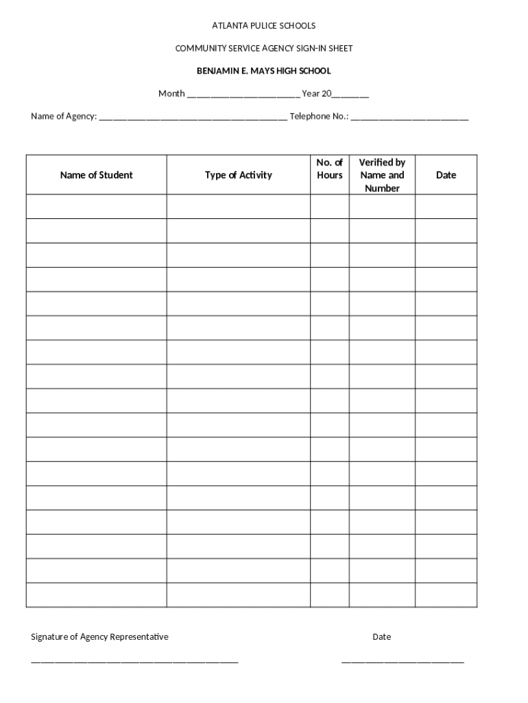 APS Community Service Guidelines and Logsheet Doc Template | pdfFiller