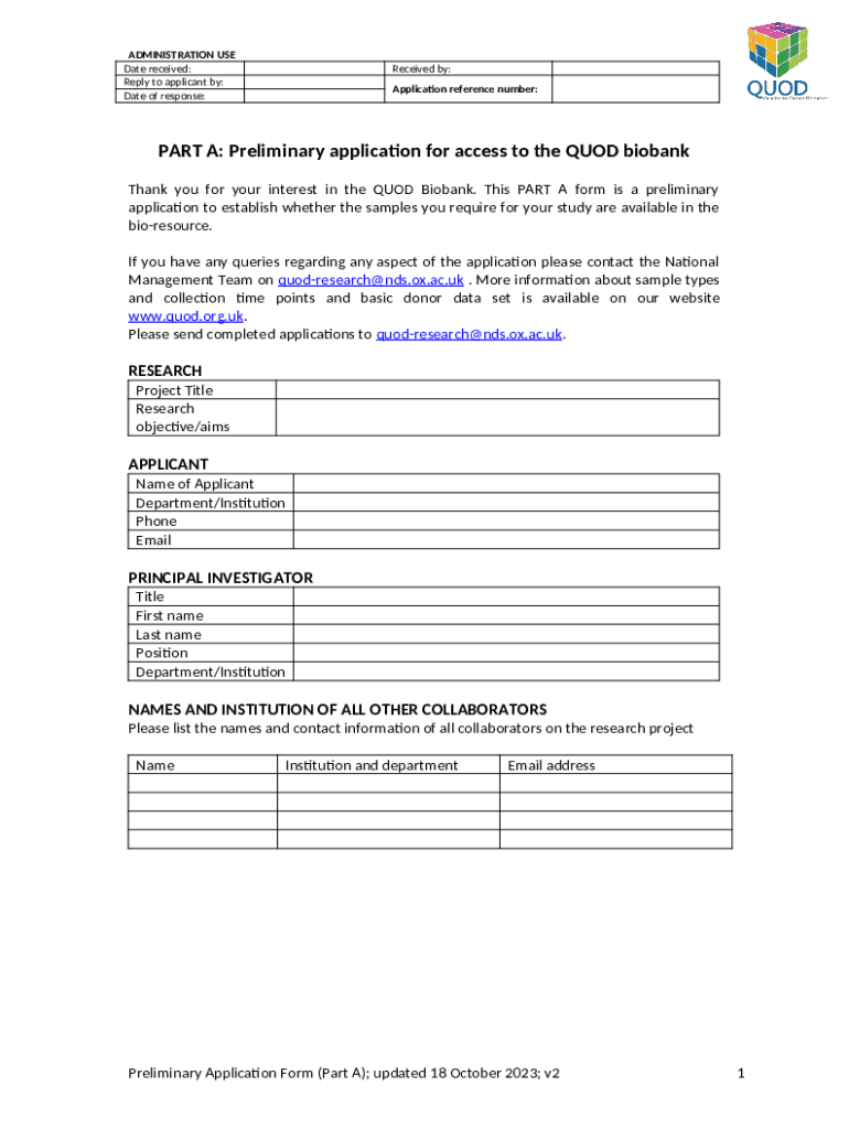 Preliminary Application (Part A) Doc Template | pdfFiller