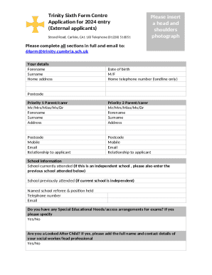 Application and admission Doc Template | pdfFiller