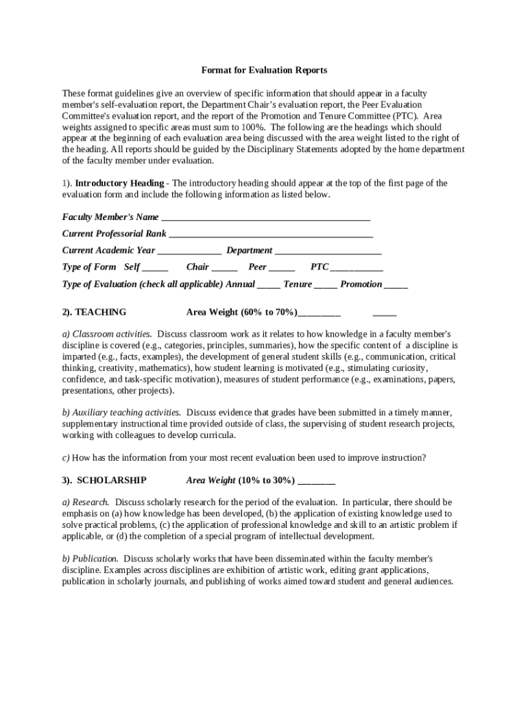 Year-End Faculty Self-Evaluation Doc Template | pdfFiller
