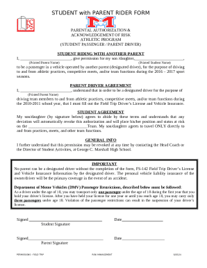 STUDENT WITH STUDENT RIDER & DRIVER Doc Template | pdfFiller