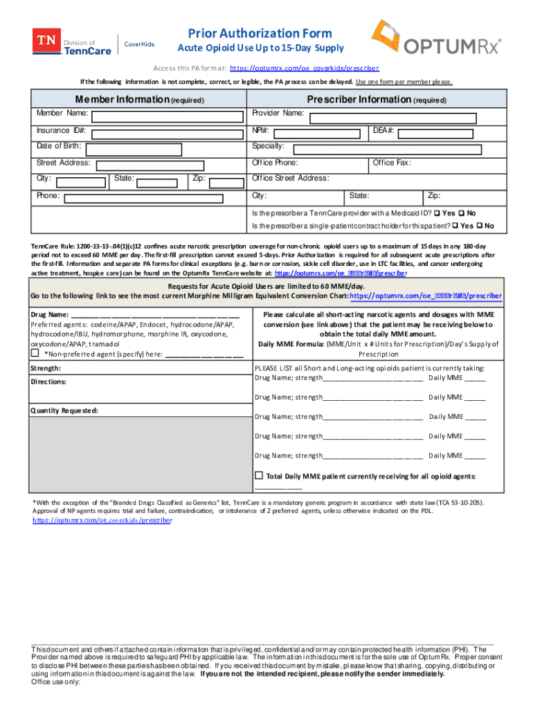 Fillable Online Acute Opioid PA Form (pdf) Fax Email Print - pdfFiller