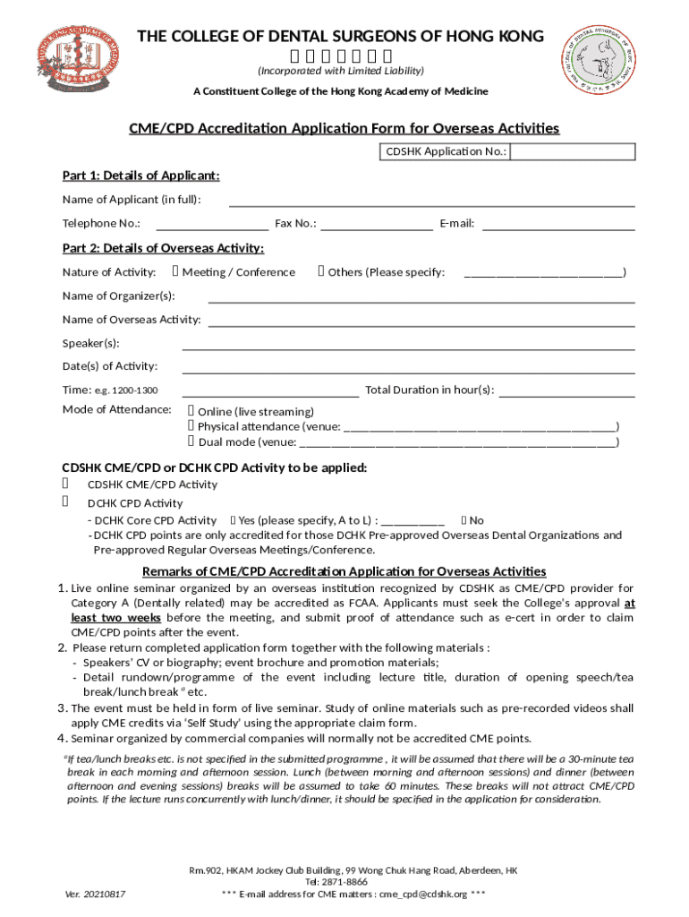 CPD Accreditation Application Plat: CPD Accreditation Doc Template ...