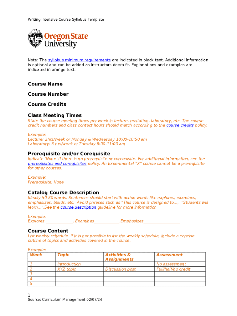 Course Specific Measurable Student Learning Outcomes Doc Template ...