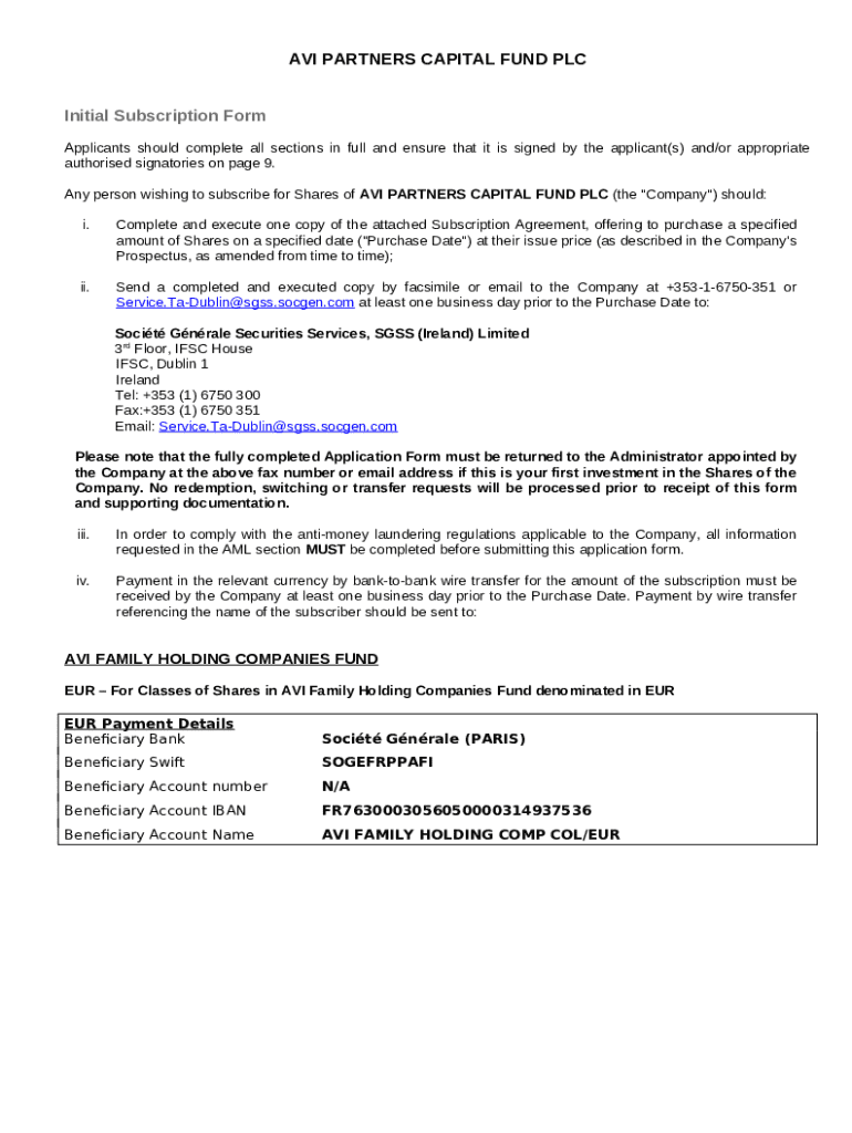 Initial Subscription Doc Template | pdfFiller