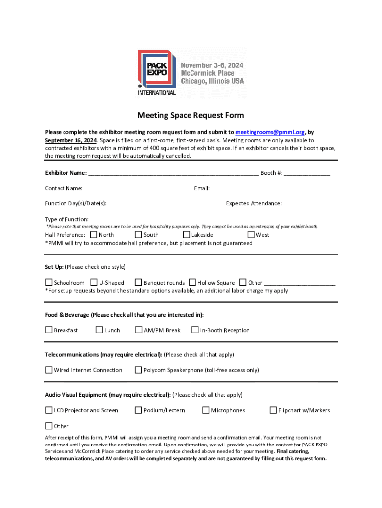 Fillable Online Exhibitor Meeting & Event Space Request Form Fax Email Print - pdfFiller