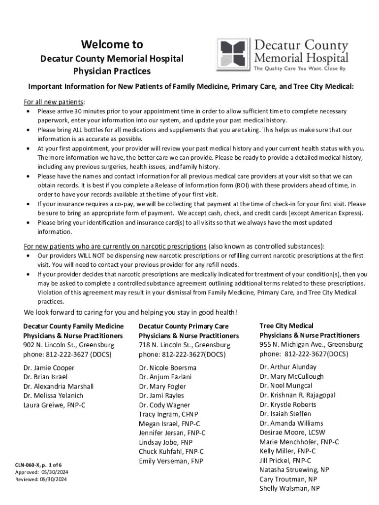 Fillable Online Tree City Medical PartnersPrimary Care for infants to ...