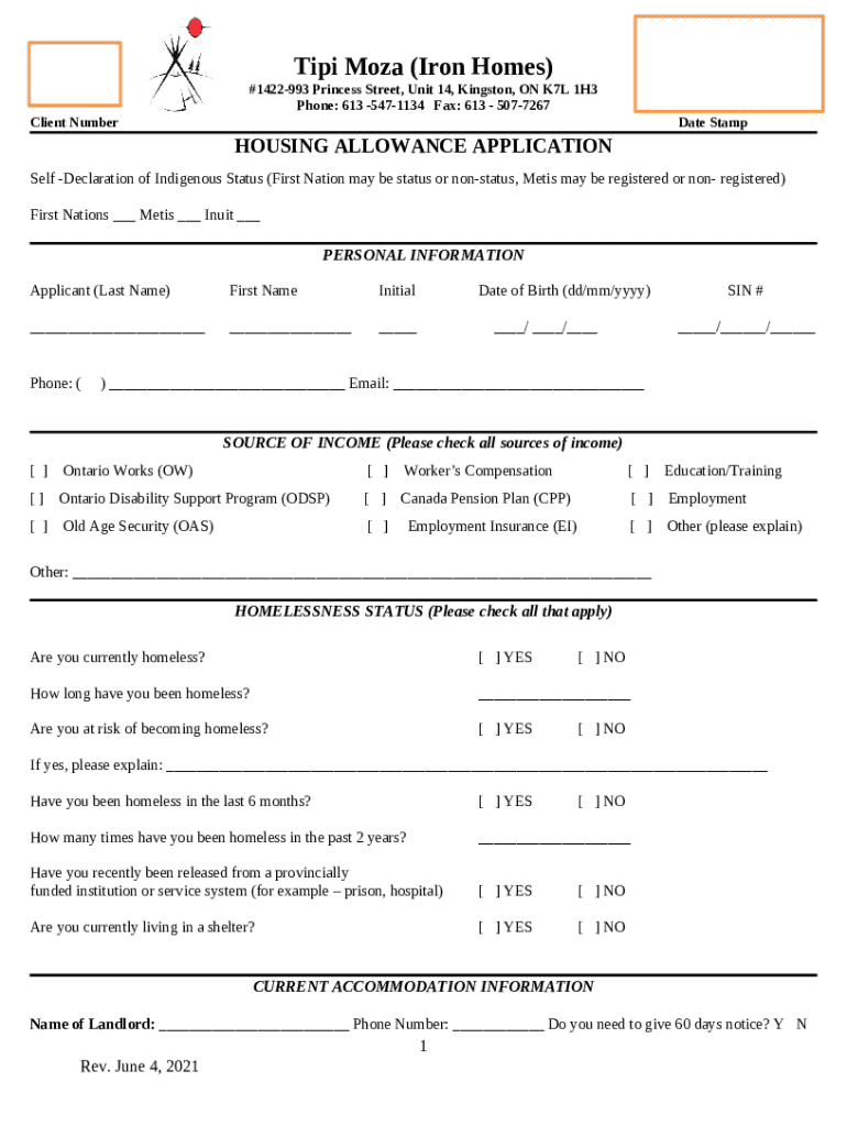 Tipi Moza (Iron Homes) - Indigenous Family Housing Doc Template | pdfFiller