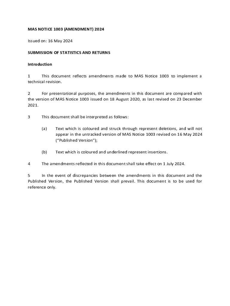 Fillable Online Notice 1003 Submission of Statistics and Returns Fax ...