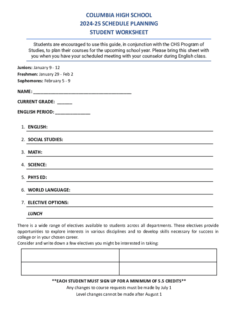 Fillable Online 20242025 academic planning guide for new students Fax ...