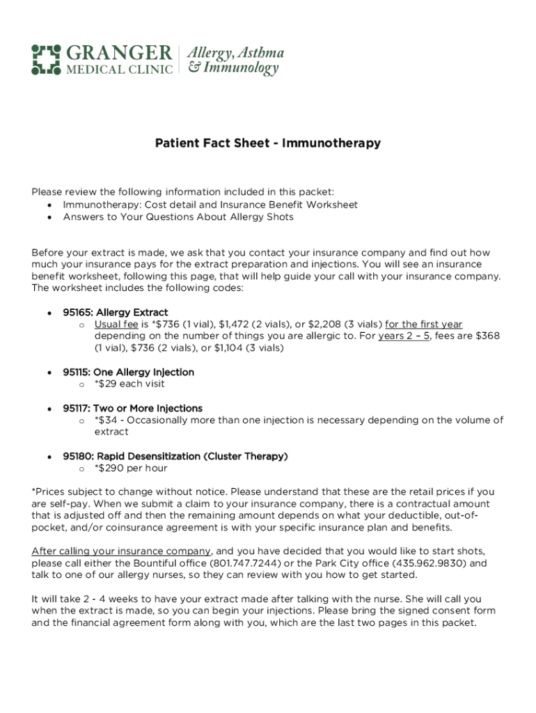 Fillable Online Patient Fact Sheet - Immunotherapy Fax Email Print ...