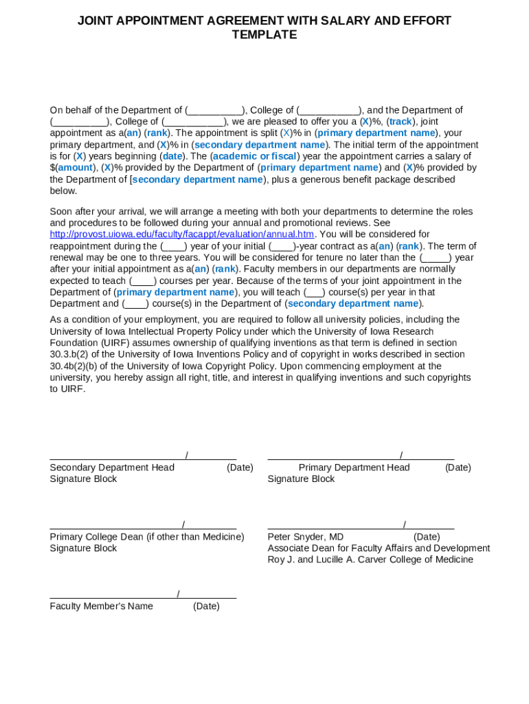 Joint Appointment Agreement - Carver College of Medicine - medicine ...
