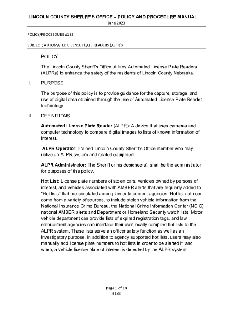 Fillable Online lincoln county sheriff\'s officepolicy and procedure manual Fax Email Print ...