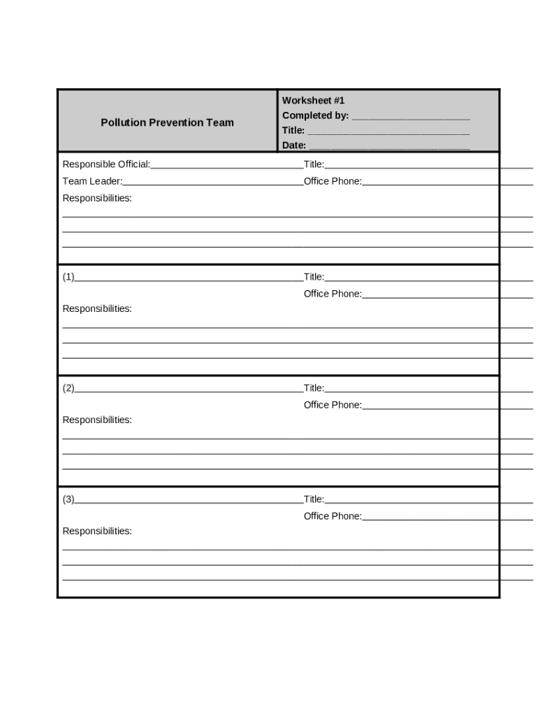 Pollution Prevention Team Doc Template | pdfFiller