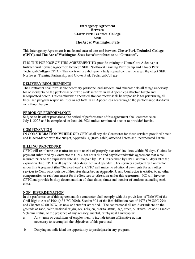 Fillable Online This Interagency Agreement is made and entered into and ...