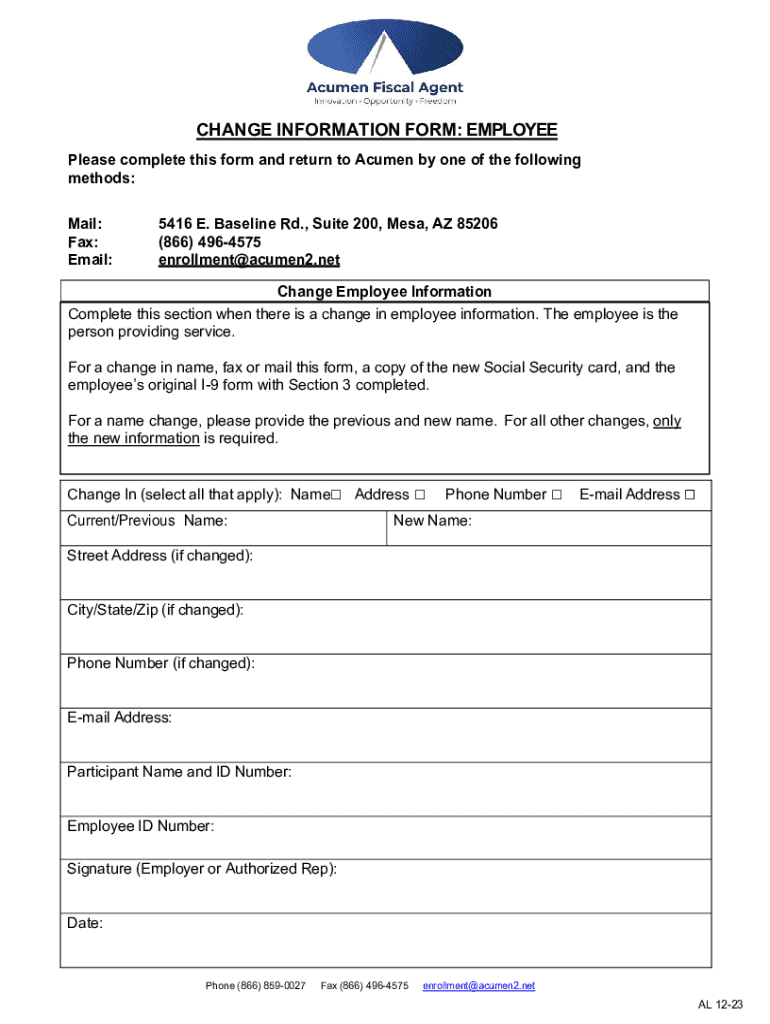 Fillable Online GA CCSP Employee Change Information Form Fax Email Print - pdfFiller