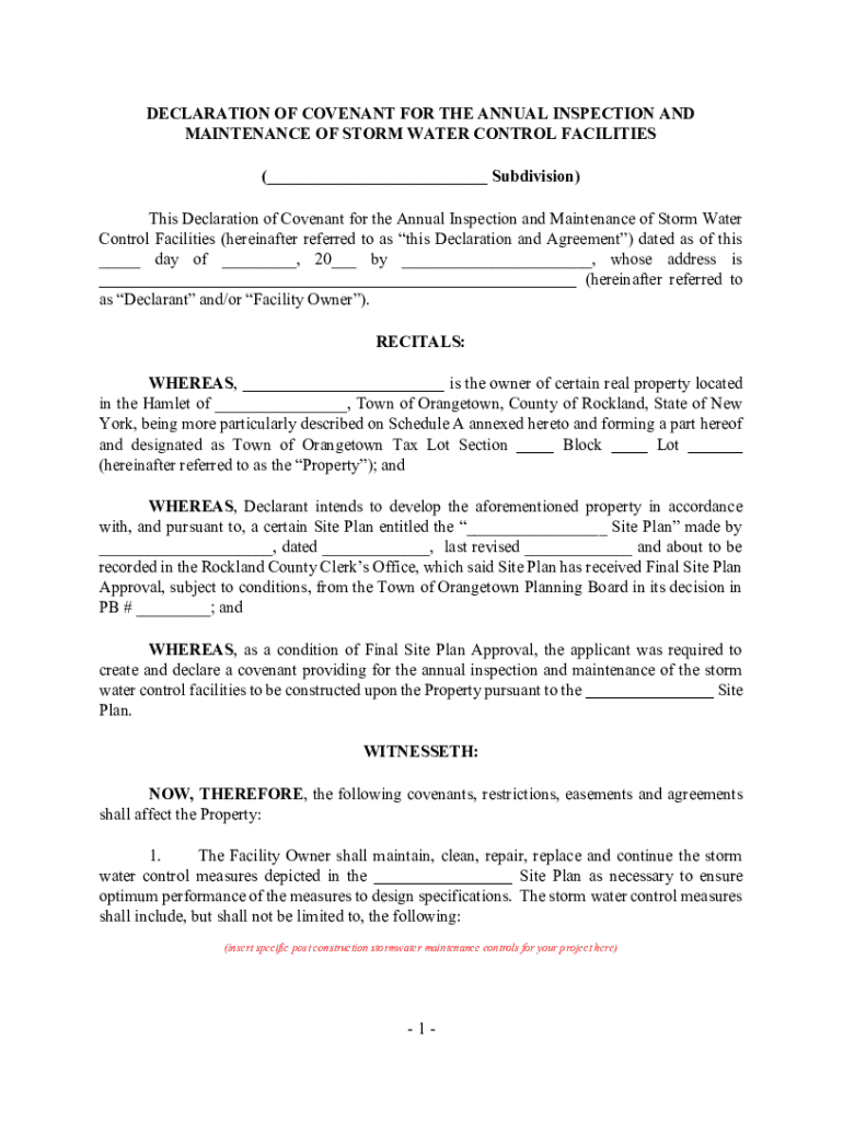 Fillable Online declaration of covenant for the annual inspection and ...