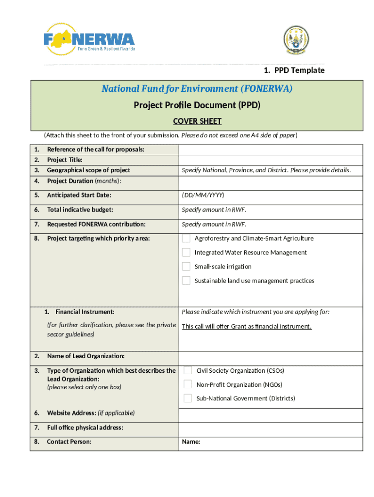 PPD Template National Fund for Environment (FONERWA) ... Doc Template ...