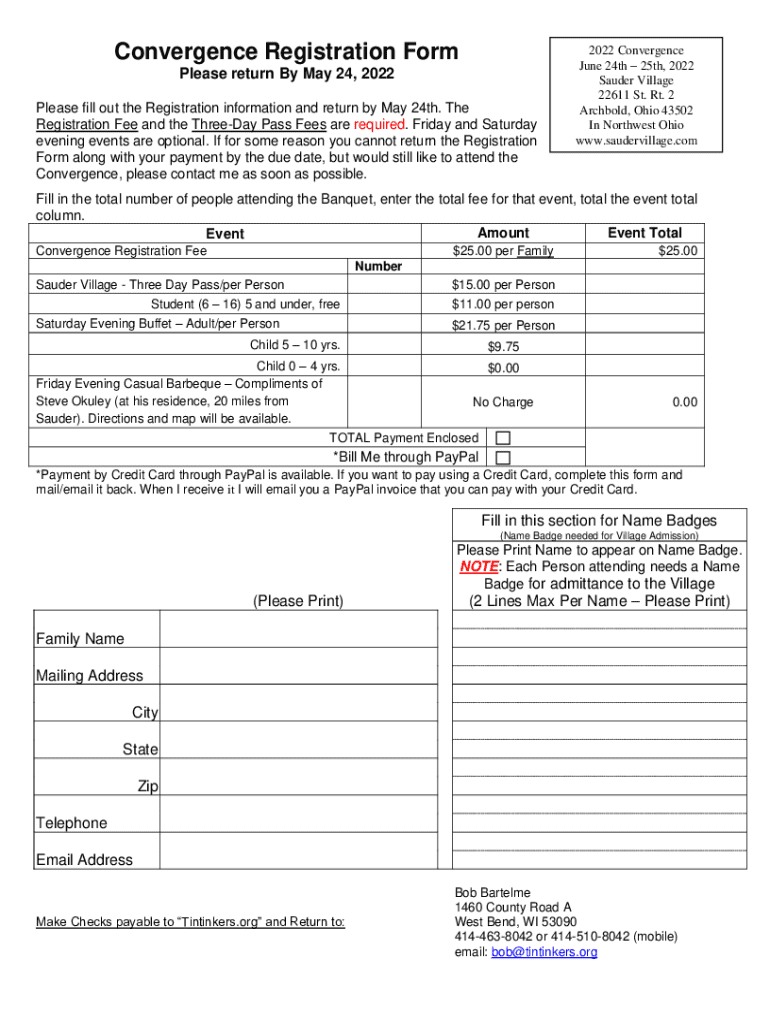 Fillable Online CONvergence ConventionRegister Fax Email Print - pdfFiller