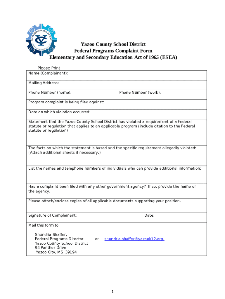 Federal Programs Complaint . ... Doc Template | pdfFiller