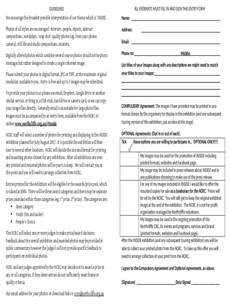Inside Guidelines and Entry . ... Doc Template | pdfFiller