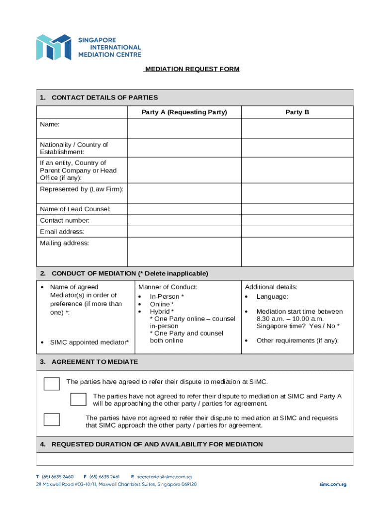 Mediation Request Doc Template | pdfFiller