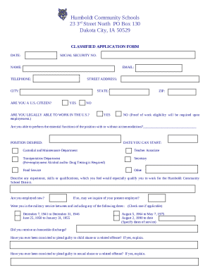 Classified Application Doc Template | pdfFiller
